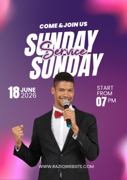 Pink Sunday Service A2 Template | PosterMyWall