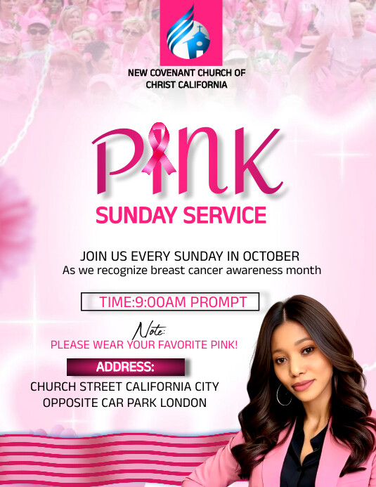 Copy of Pink Sunday service church programs | PosterMyWall