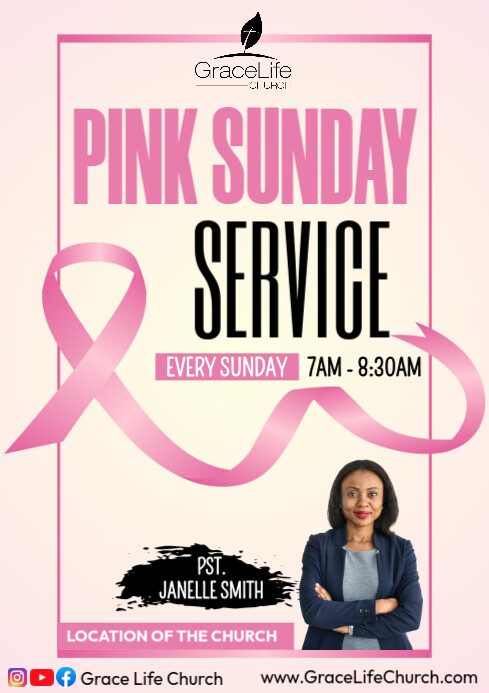 Pink Sunday Service Template | PosterMyWall