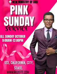 Pink Sunday Service flyer Template | PosterMyWall
