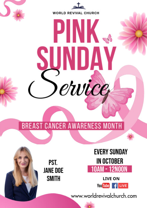 Copy of pink-Sunday-service-October-butterfly-ribbon-design-template ...