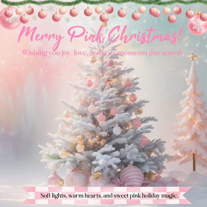 pink-themed Merry Christmas poster Template | PosterMyWall