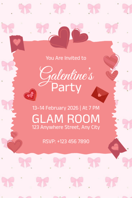 Plantilla de Pink Tipografi Galentine's Poster | PosterMyWall