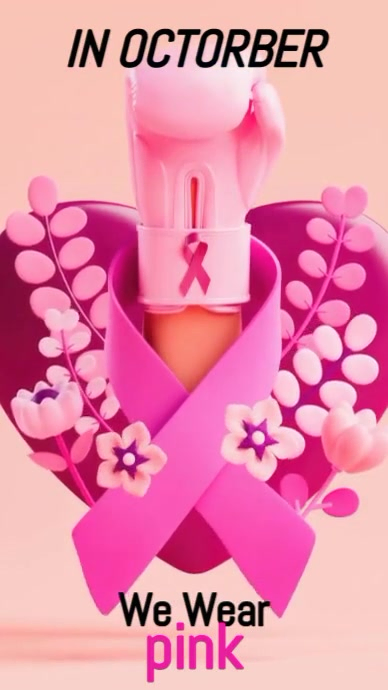 Pink Typographic Breast Cancer Awareness Digital Display (9:16 ...