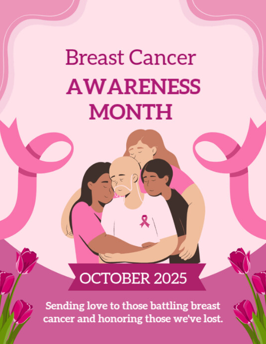 Pink Typographic Breast Cancer Awareness - October 2025 Flyer (us ...