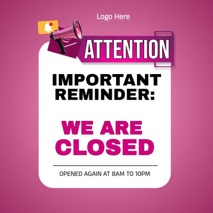 Copy of Pink Typographic Business Notification Flyer Pink Background ...