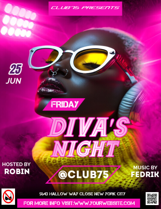 Copy of Pink Typographic Friday Diva's Night Party Flyer Flyer (us ...