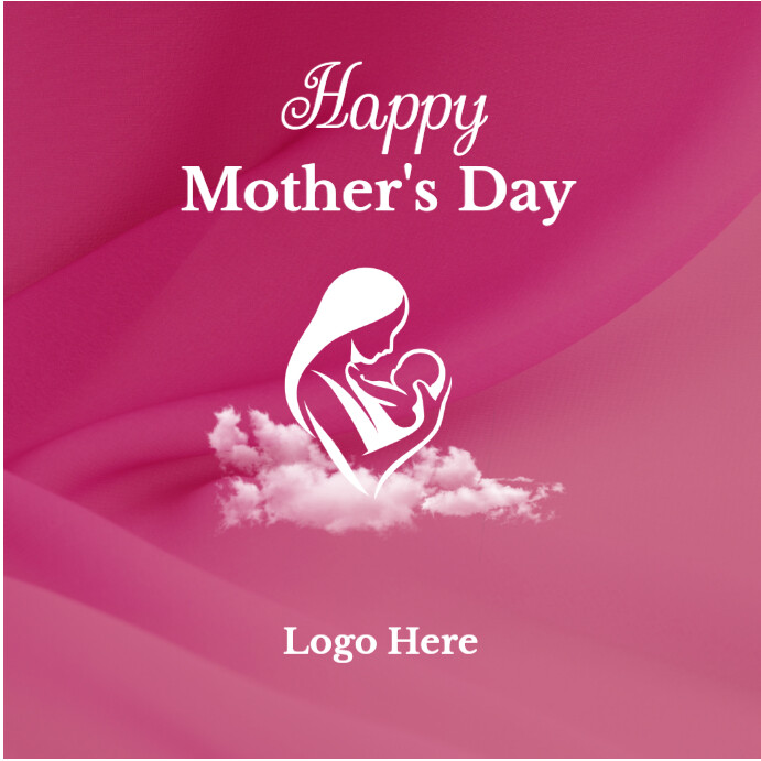 Pink Typographic Happy Mother's Day Pink Background Template Flyer ...