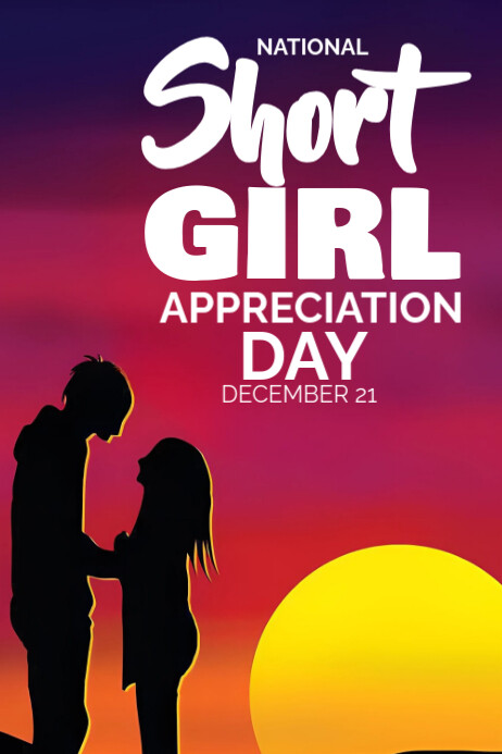 Pink Typographic National Short Girl Appreciation Day Poster Template ...