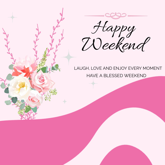 Pink Typography Happy Weekend Instagram Post Template | PosterMyWall