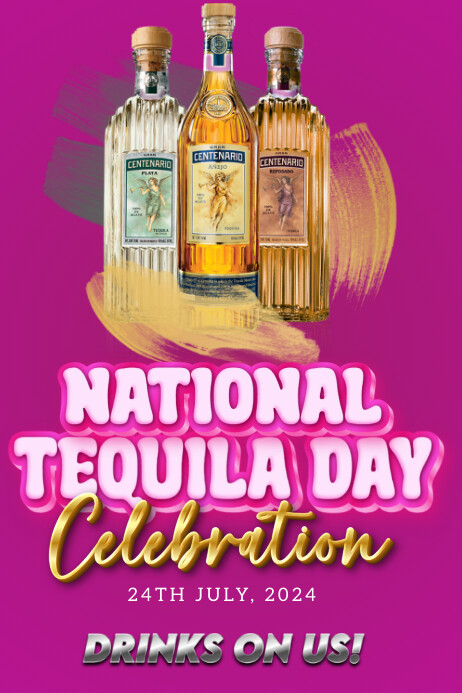 Pink Typography Tequila Day Poster Template | PosterMyWall