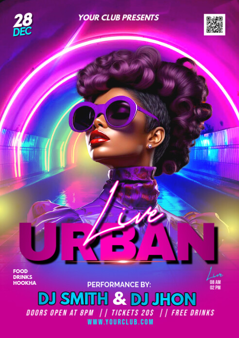Pink Urban Music Party Flyer A6 Template | PosterMyWall