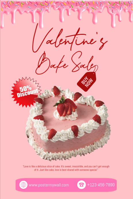 Pink Valentine's Day Bake Sale Ad Design Template Poster | PosterMyWall