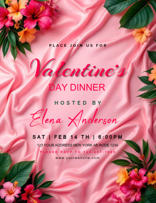 Pink Valentine's Day Dinner Instagram Portrait Template | PosterMyWall