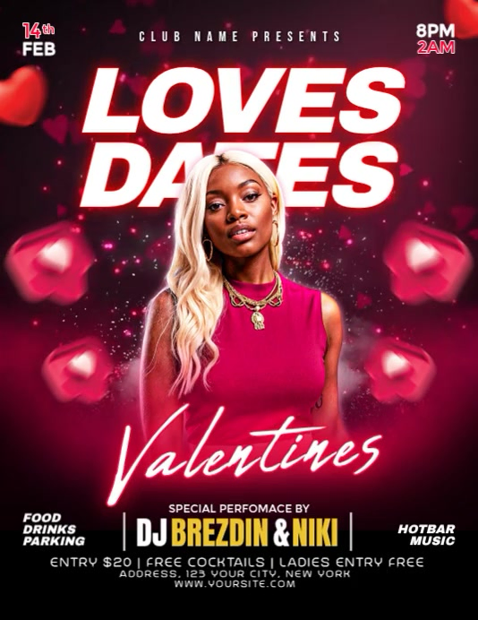 Pink Valentine's Day Party Flyer Video Template | PosterMyWall