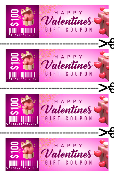 Pink Valentines Coupon Template | PosterMyWall