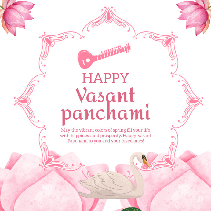 Pink Vasant panchami Greeting design Instagram Post Template | PosterMyWall