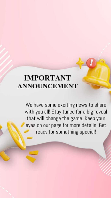Copy of Pink Vintage Important Announcement Template Instagram Story ...