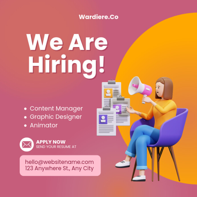 Pink We Are Hiring Instagram Post Template | PosterMyWall