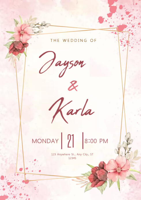 Pink Wedding Card Templat | PosterMyWall