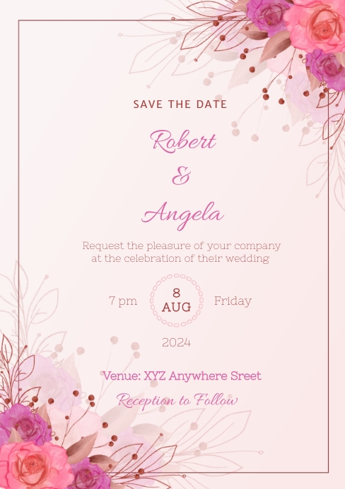 Pink Wedding Card Template | PosterMyWall