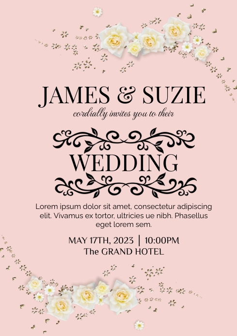 PINK WEDDING INVITATION Template | PosterMyWall