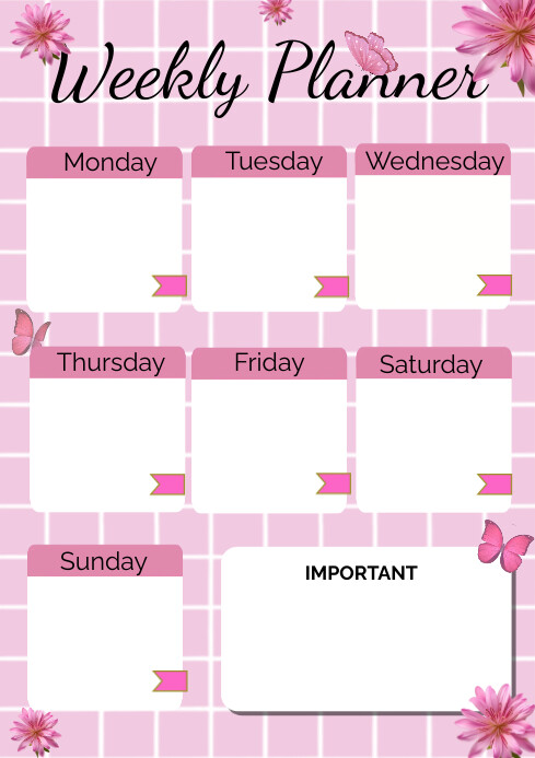 Copy of Pink weekly planning template printable | PosterMyWall