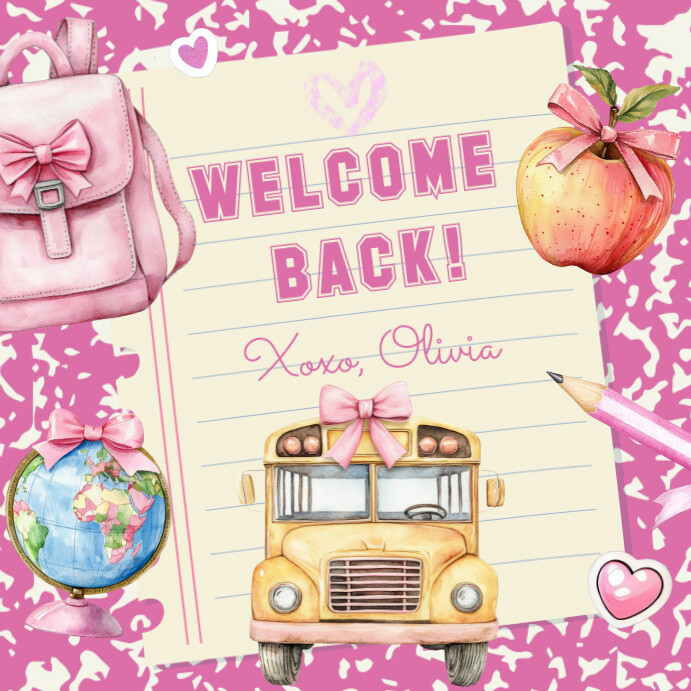 pink Welcome Back to School Teacher Gift Tags Templat | PosterMyWall