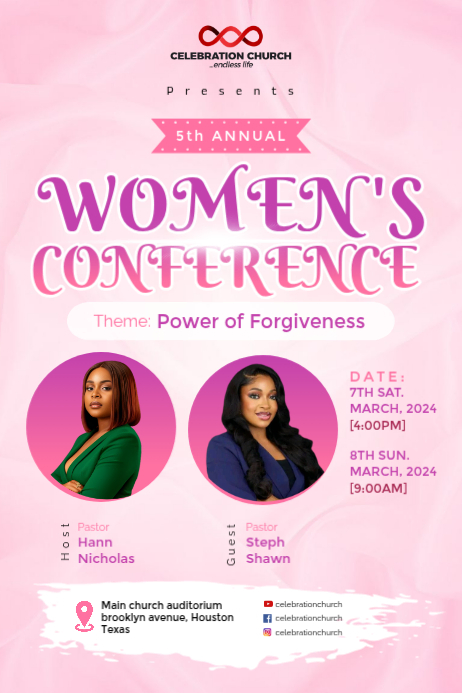 Pink Women's Conference Poster Template | PosterMyWall