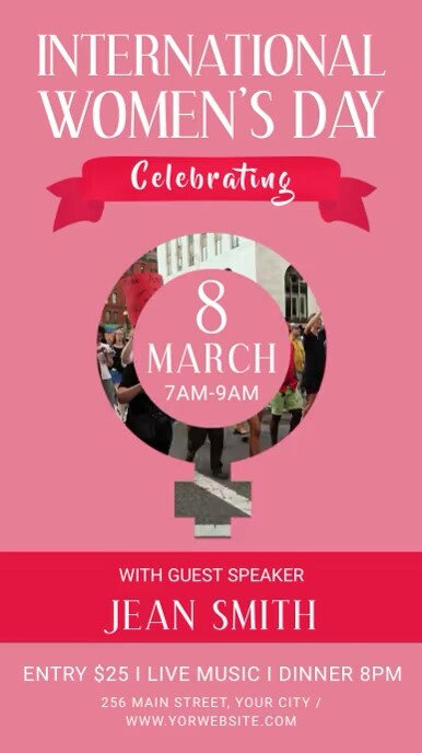 Pink Women's Day Event Portrait Digital Display Video Template ...