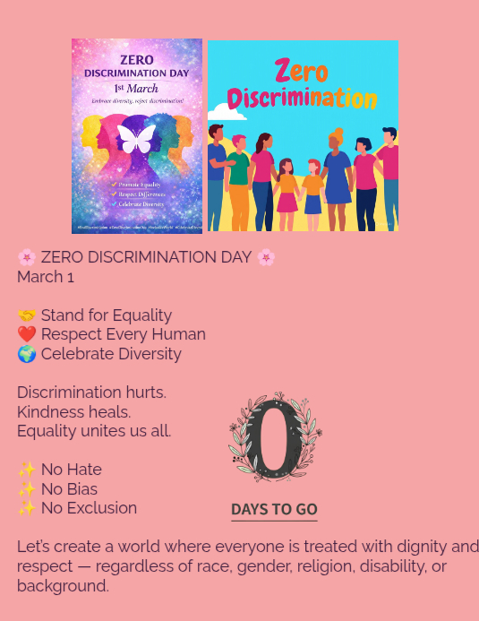 Plantilla de Pink Zero Discrimination Day Flyer | PosterMyWall