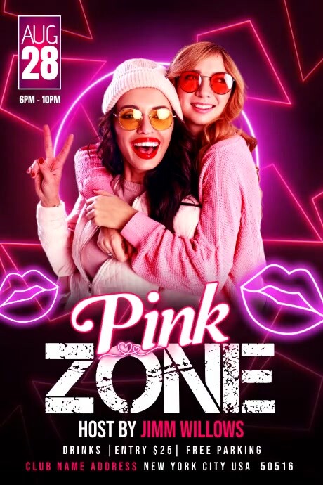 Plantilla de Pink Zone Party | PosterMyWall