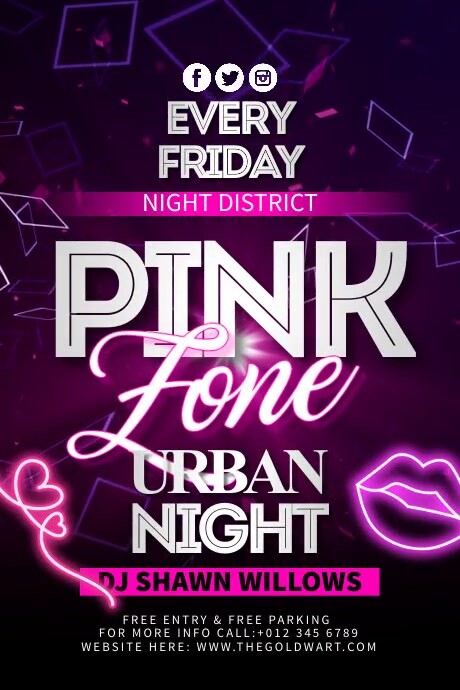 Pink Zone Urban Night Template | PosterMyWall