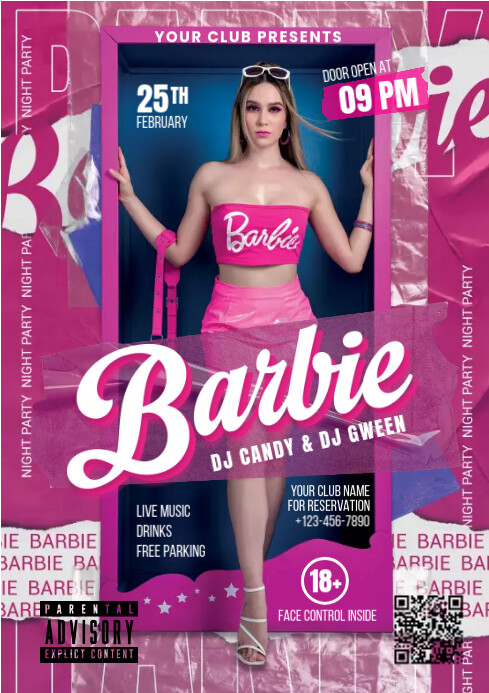 Pinkie Barbie Night Party Template | PosterMyWall