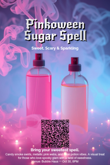 Copy of Pinkoween Sugar Spell Poster Template | Neon Candy Spooky Glam ...