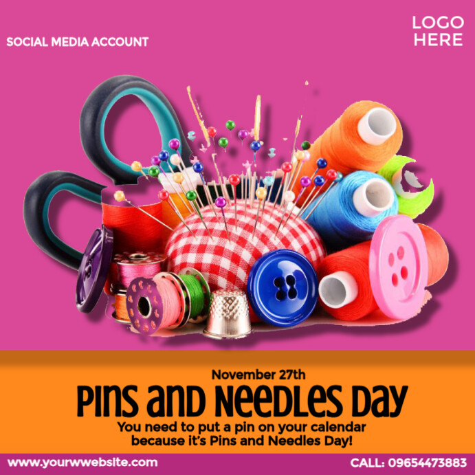 Pins and Needles Day Template | PosterMyWall