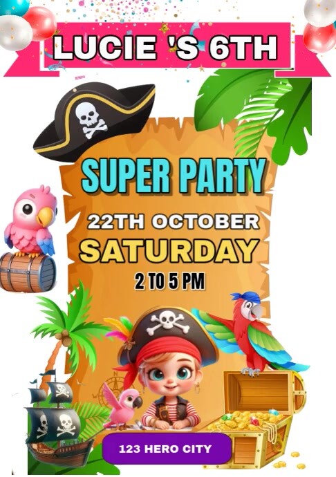 Plantilla de pirate birthday party flyer | PosterMyWall