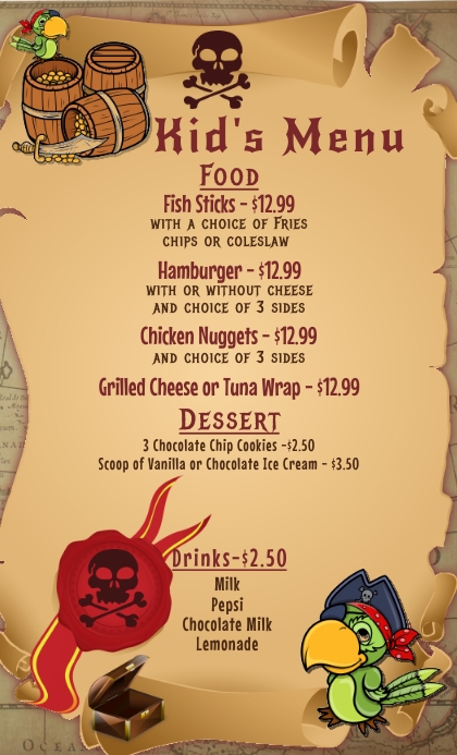 Pirate Kid's Menu Template | PosterMyWall
