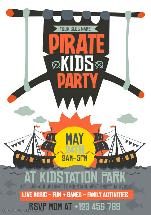 Pirate Kids Party Flyer Template | PosterMyWall