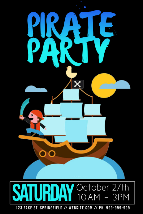 Pirate Party Poster Template | PosterMyWall