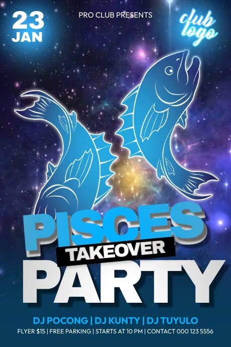 Pisces Blue Party Video Template | PosterMyWall