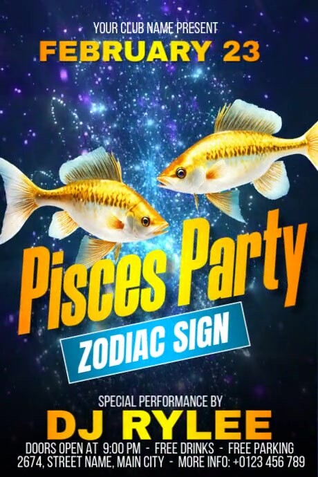 Pisces Party Zodiac Sign Template | PosterMyWall