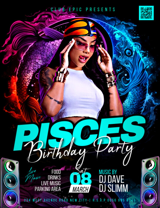 Pisces zodiac sign horoscope astrology birthday party night invitation ...