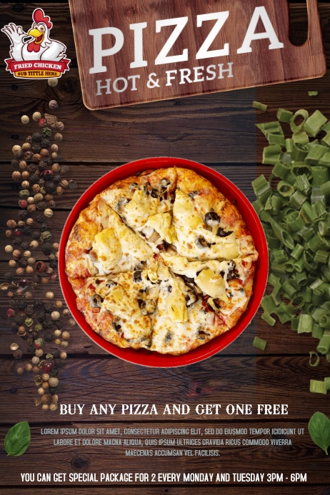 Plantilla de pizza ads | PosterMyWall