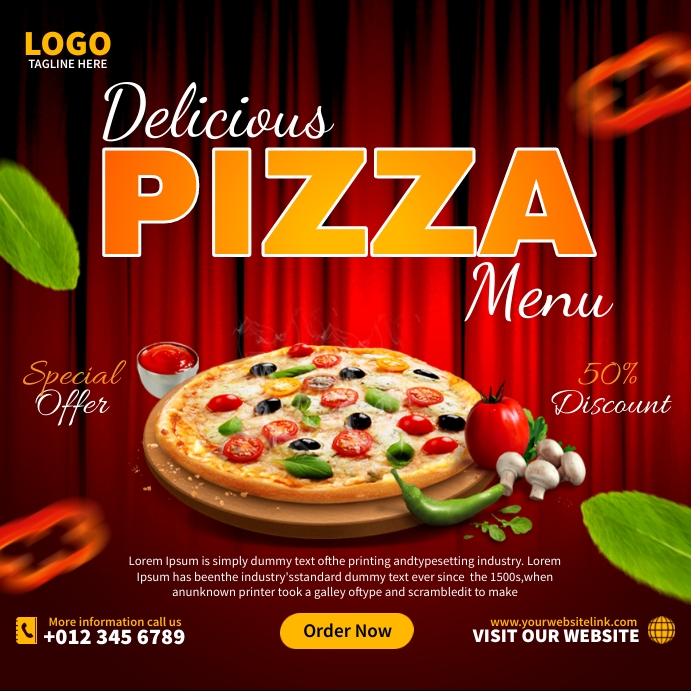 Plantilla de Pizza Ads | PosterMyWall