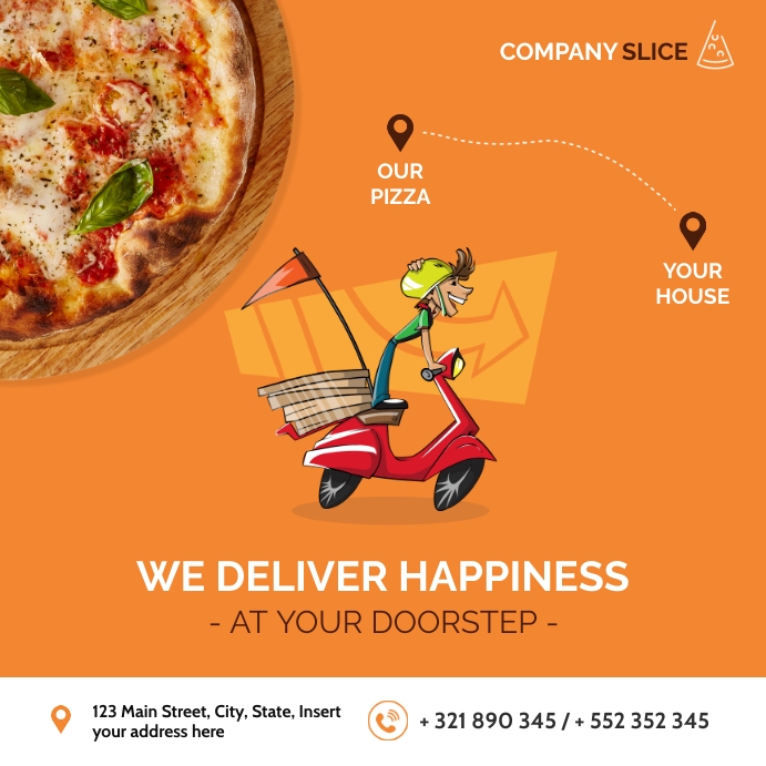 pizza delivery template design instagram post | PosterMyWall