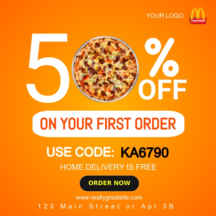 Pizza discount ad Instagram Post. Template | PosterMyWall