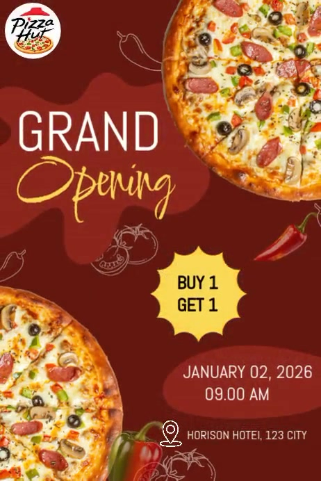 Plantilla de Pizza Grand Opening Poster | PosterMyWall
