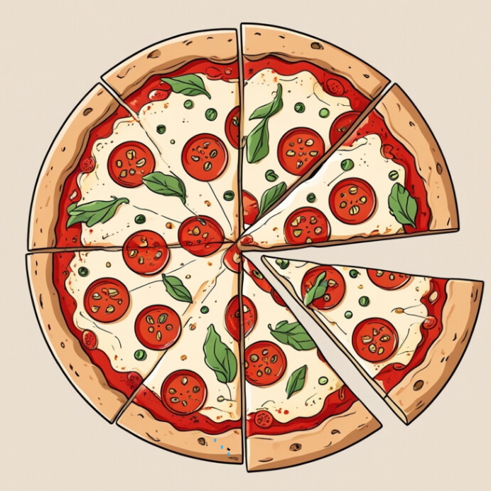 Pizza Illustration Top View Pizza Template | PosterMyWall