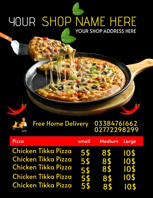 Pizza menu card Template | PosterMyWall